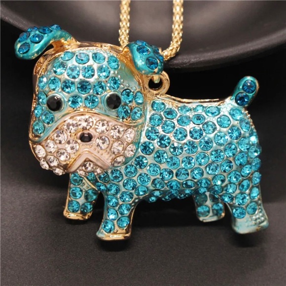 Source Unknown | Jewelry | Adorable Blue Crystal Pooch Puppy Dog ...